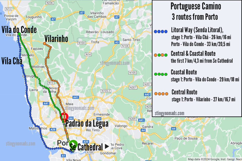 The 3 routes of the Portuguese Camino from Porto - STINGY NOMADS