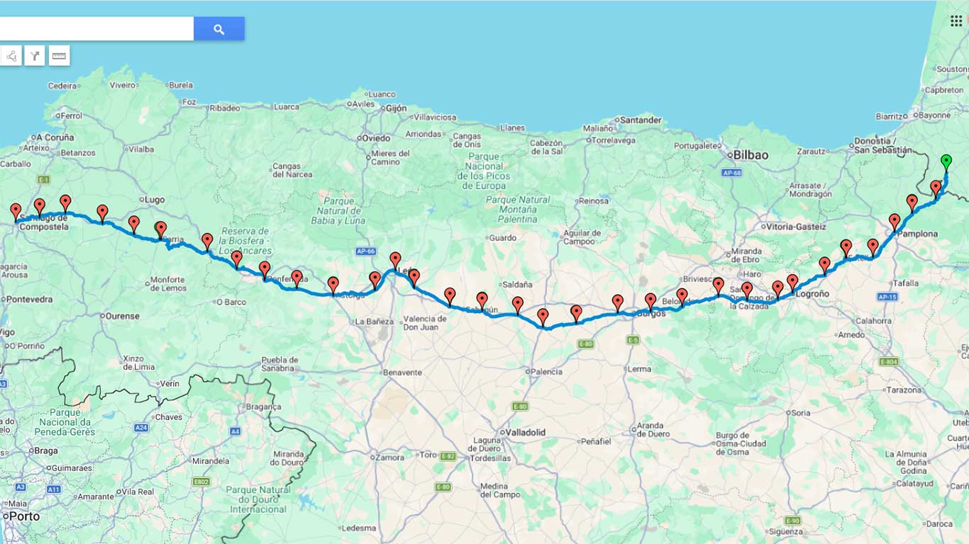 Camino Frances Route Map for GPS navigation - STINGY NOMADS